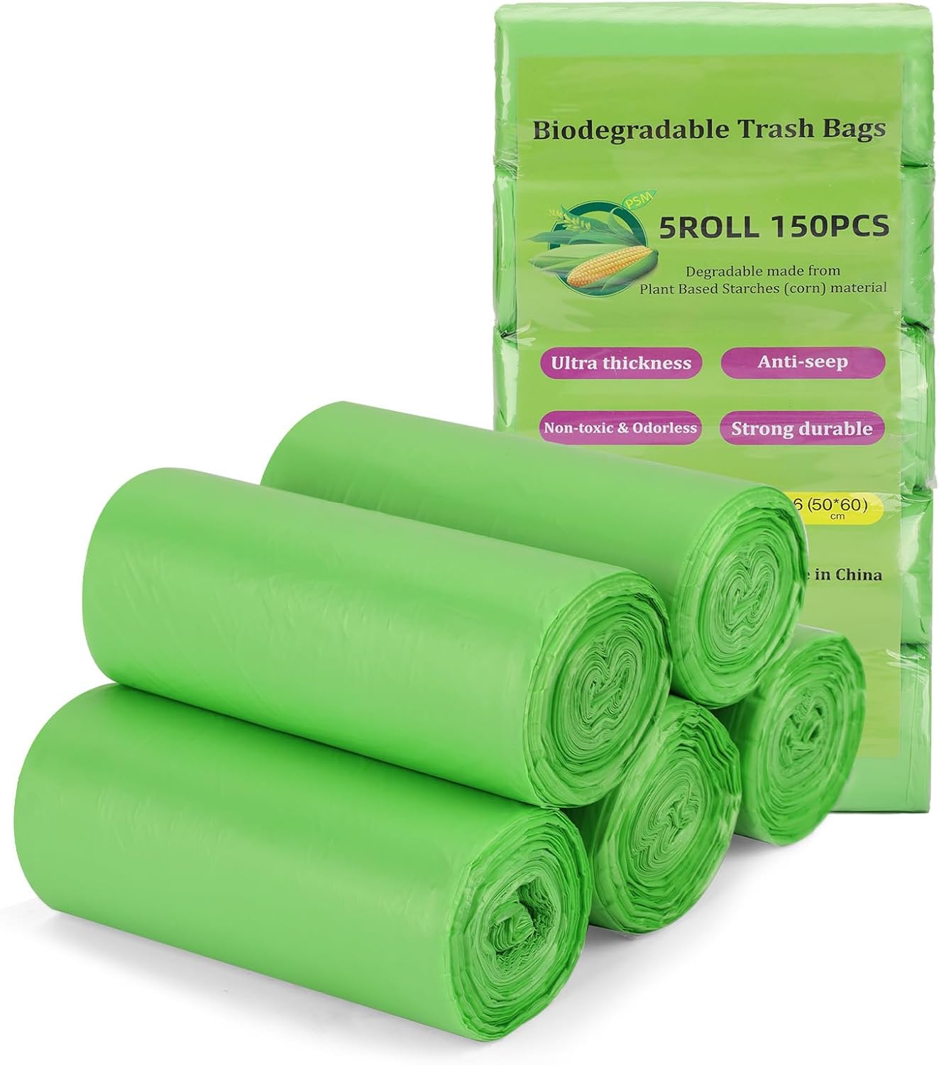 Biodegradable Bin Bags, 20 Litre 150 Counts Bin Liner for Countertop ...