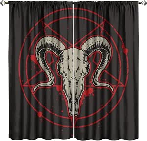 Amazon.com: AAVEUP Goat Devil Blackout Curtains for Bedroom,Scary Black ...