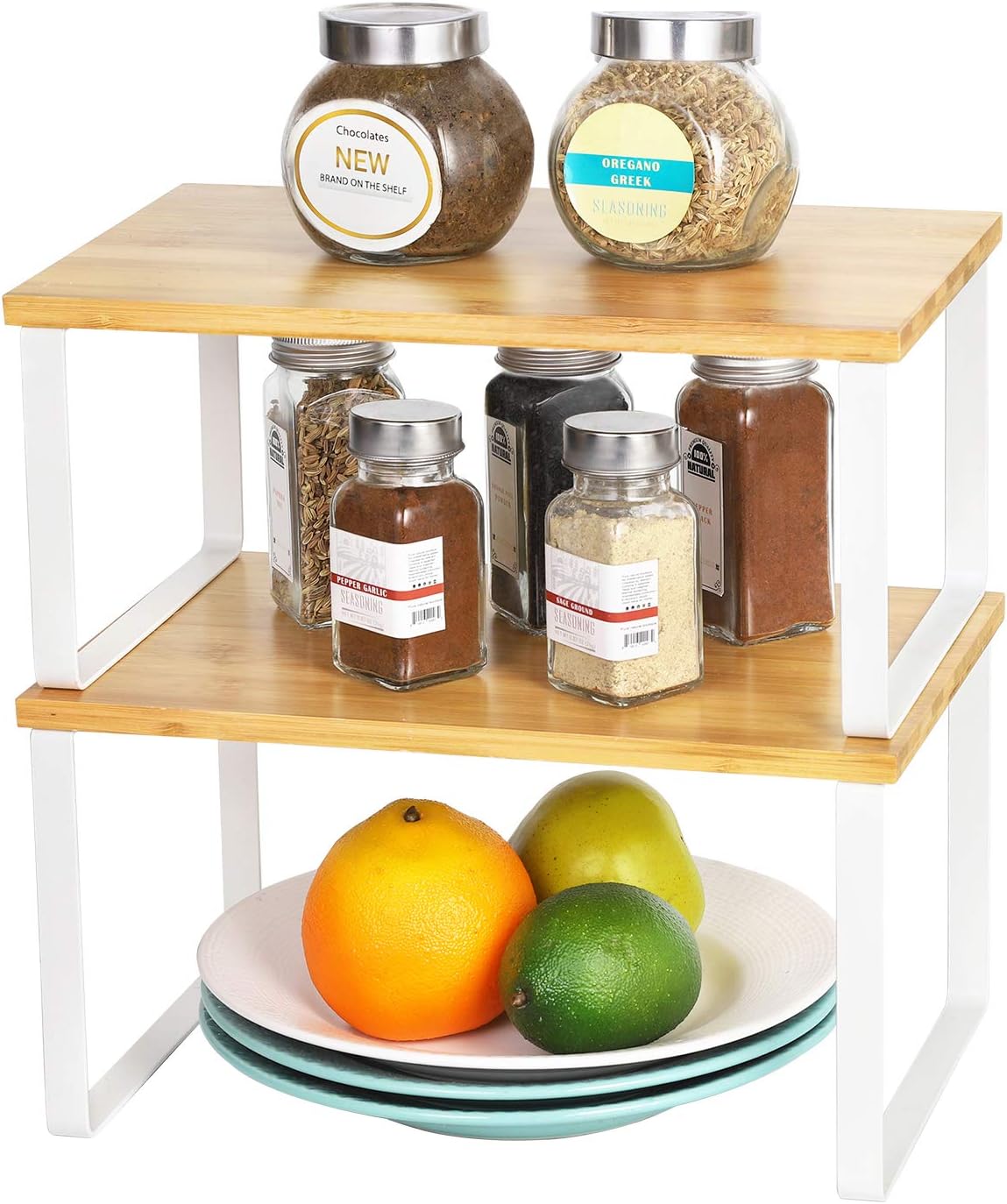 Amazon.com: Spice Rack Cabinet Shelf Organizer, Set of 2 Kitchen ...