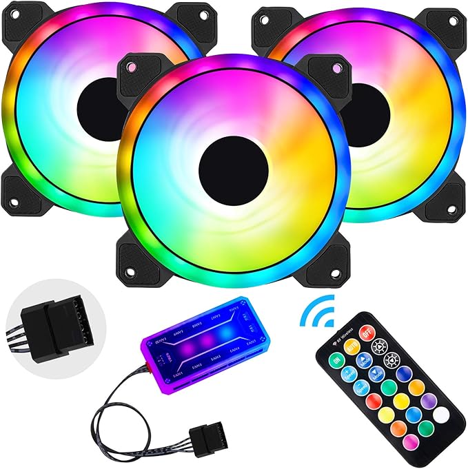 Amazon.com: 3 Pack RGB Case Fans, 120mm Ultra-Quiet RGB Chassis Cooling ...