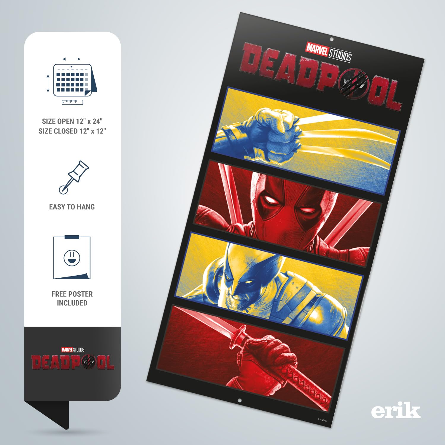 Grupo Erik Marvel Deadpool Wall Calendar 2025 | 12″ x 12″ Square ...