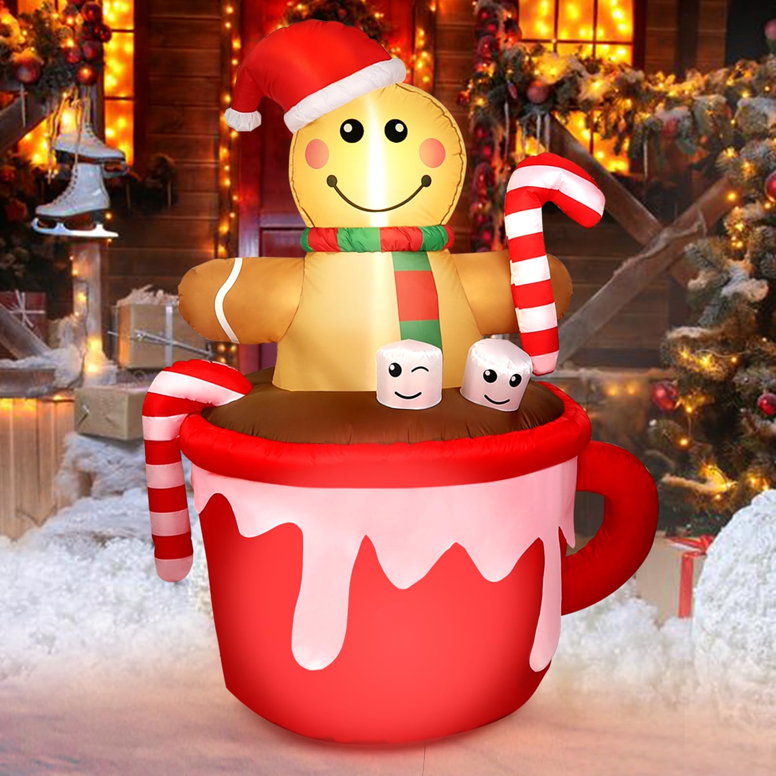 Amazon.com: 5FT Christmas Inflatable Outdoor Decoration, Gingerbread ...