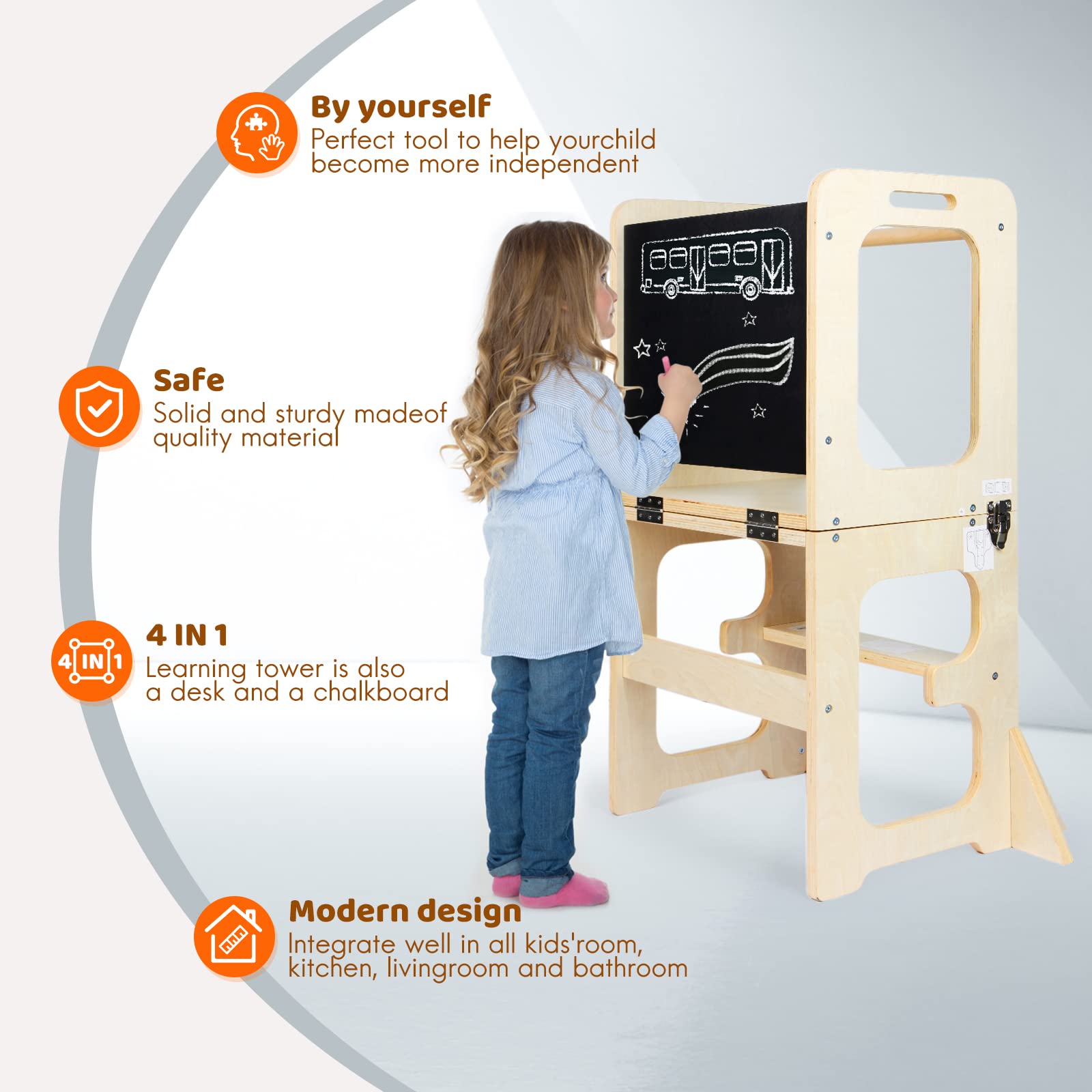 Asweets 4 in 1 Learning Tower for Toddler Kitchen Stool Helper with ...