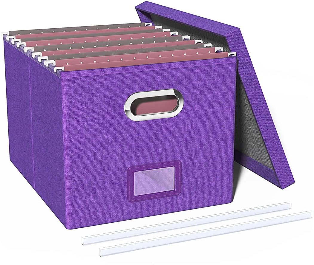 TORASO Linen File Box Organizer with Lid, Letter/Legal Size, File ...