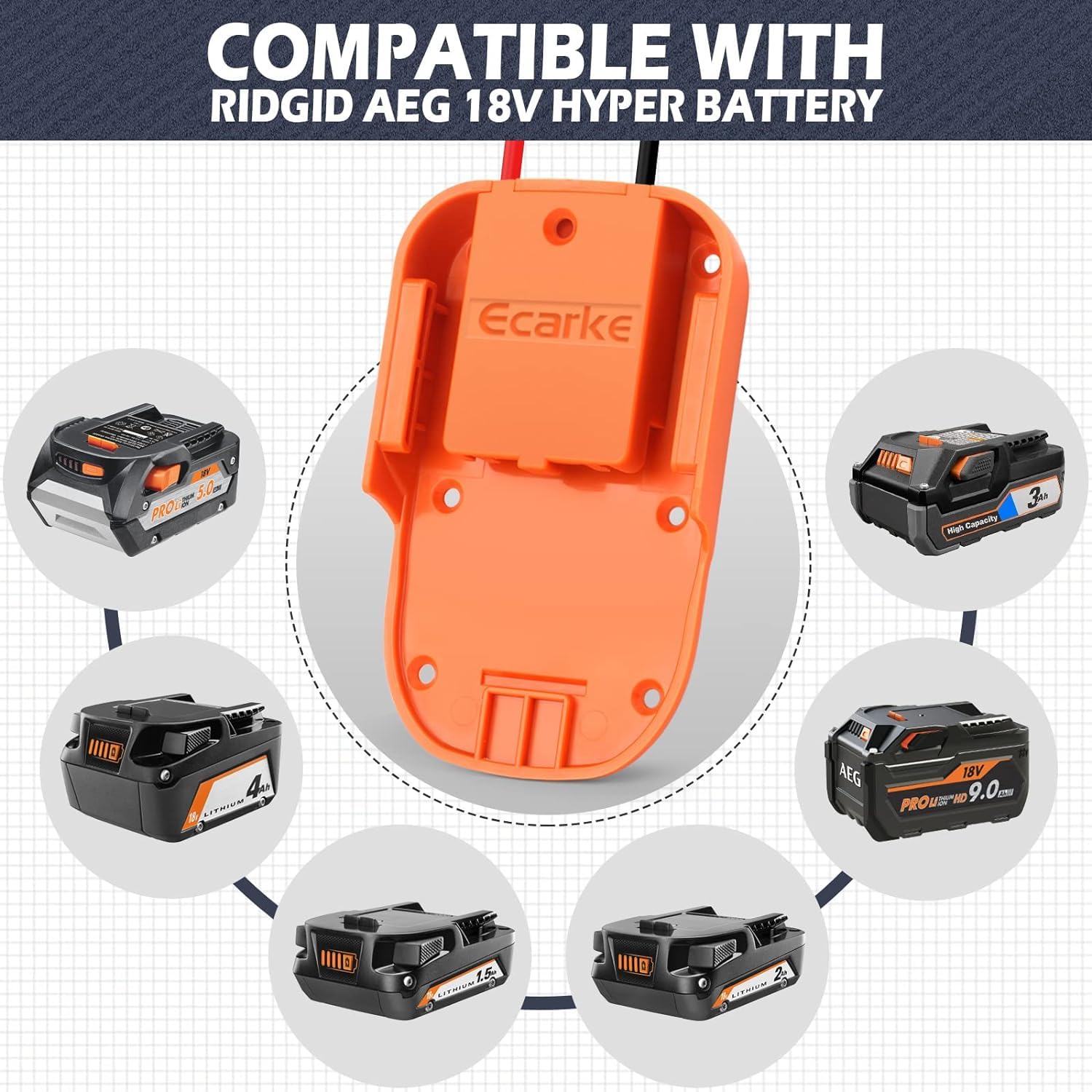 Snapklik.com : Ecarke Power Wheels Battery Adapter For Ridgid AEG 18V ...