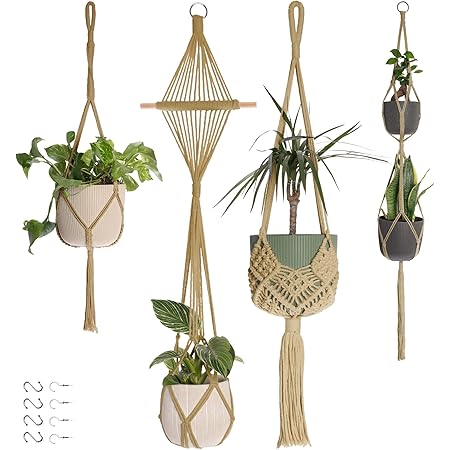 Macetero Colgante con 10 Ganchos, Macramé Colgante para Plantas De ...