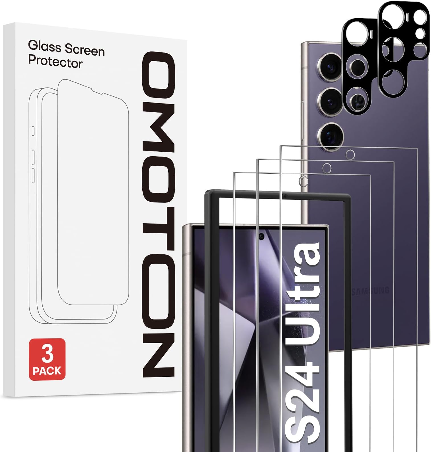 OMOTON Tempered Glass Screen Protector for Samsung Galaxy S24 Ultra ...
