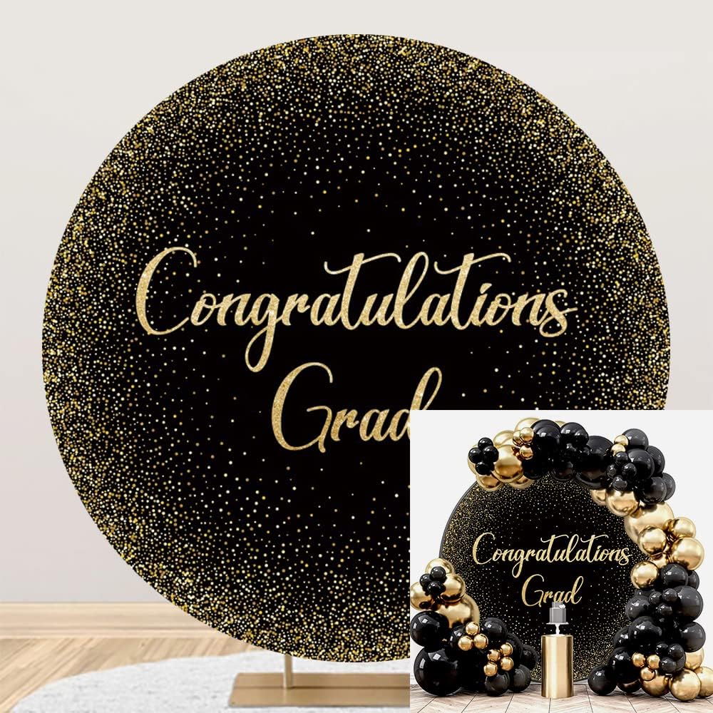 Amazon.com : Leyiyi 6x6ft Congratulations Grad Round Backdrop Cover ...