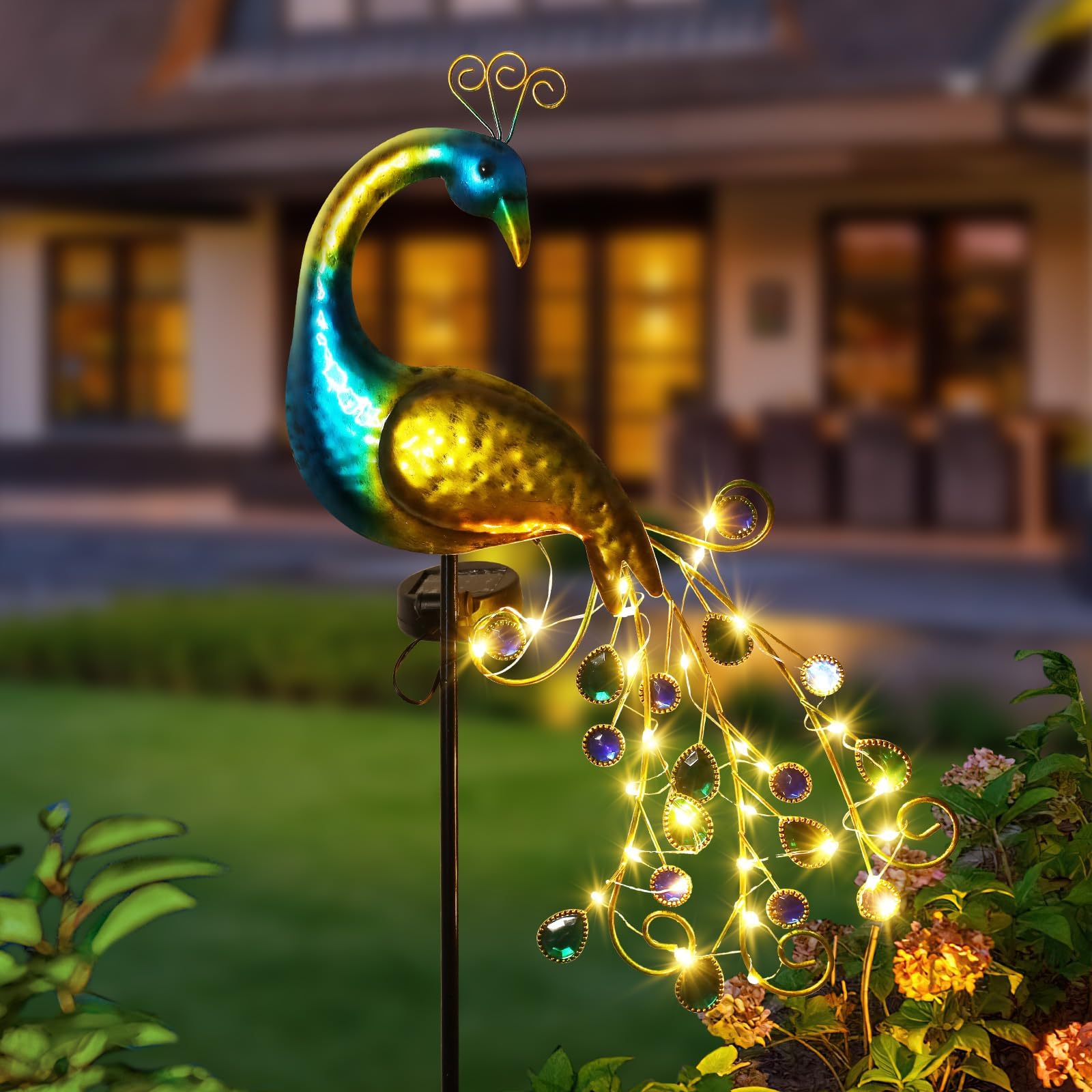 Lohoom Metal Peacock Garden Solar Lights, 300mAh Outdoor Decorative ...