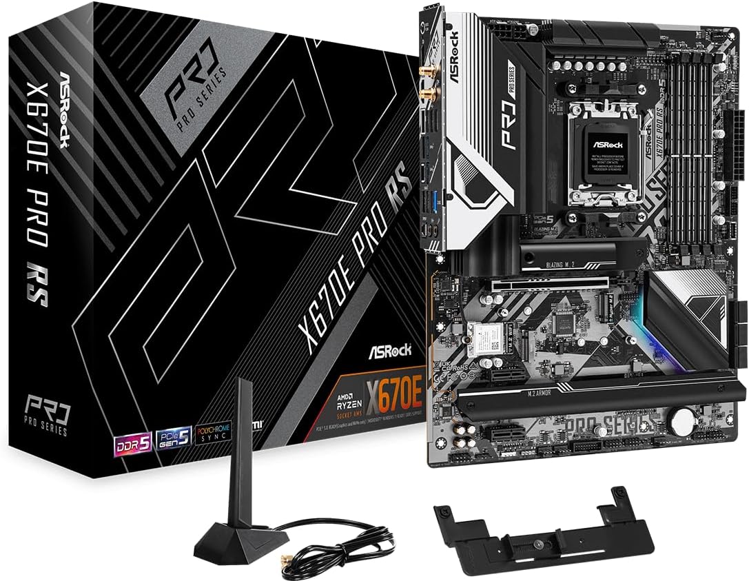 Asrock X670E PRO RS, AMD X670, AM5, ATX, 4 DDR5, HDMI, DP, Wi-Fi 6E, 2 ...