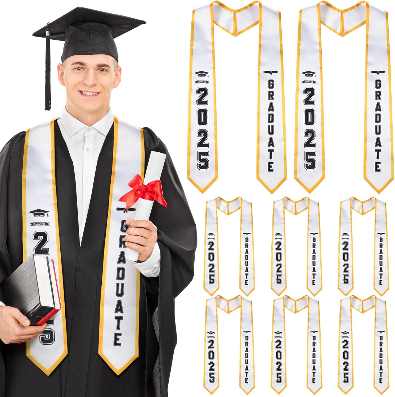 Amazon.com: Haull 6 Pcs Graduation Stole Sash Class of 2025 Unisex ...