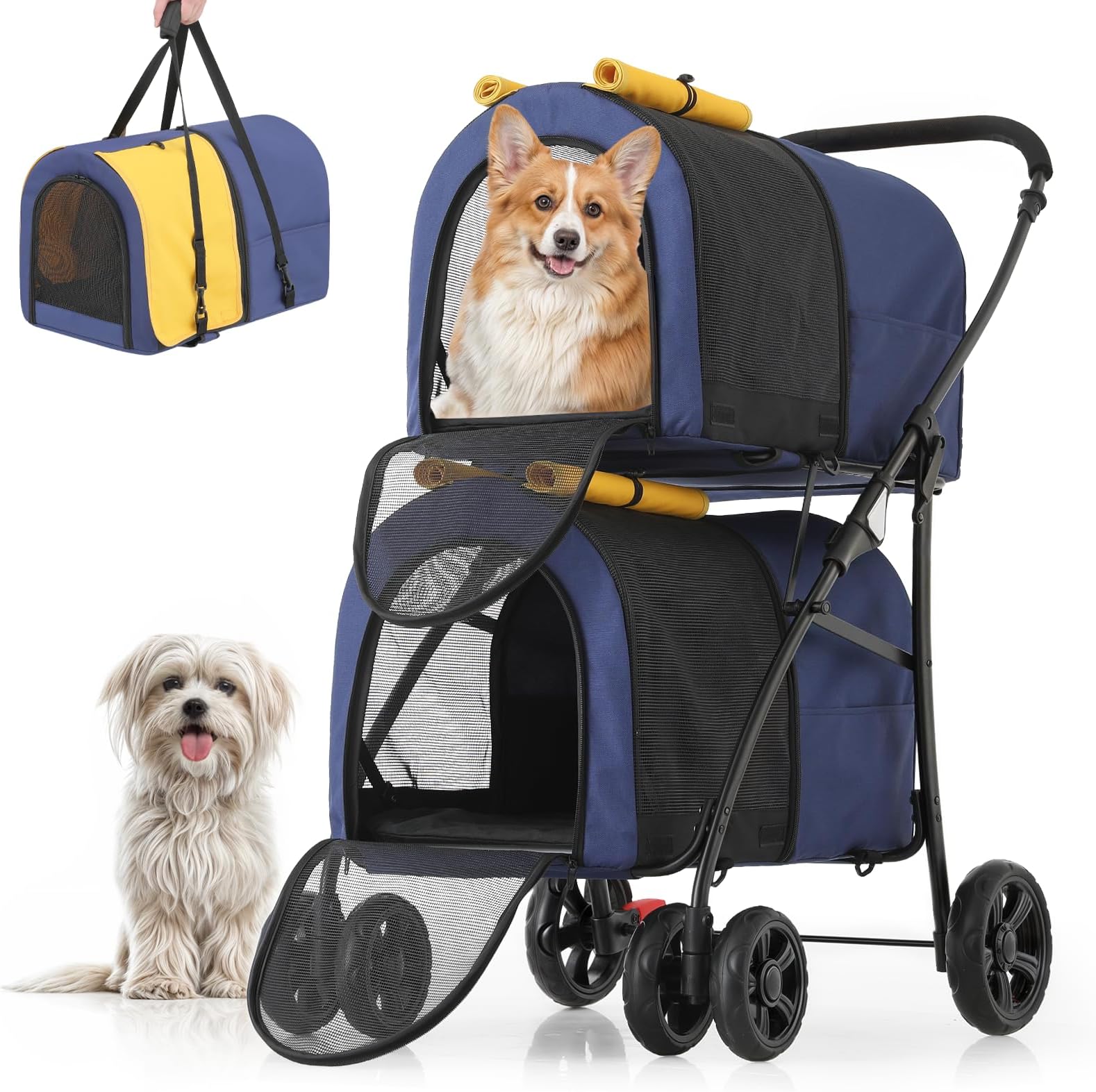 Amazon.com: Double Pet Stroller for Dogs and Cats, Pet Stroller for ...