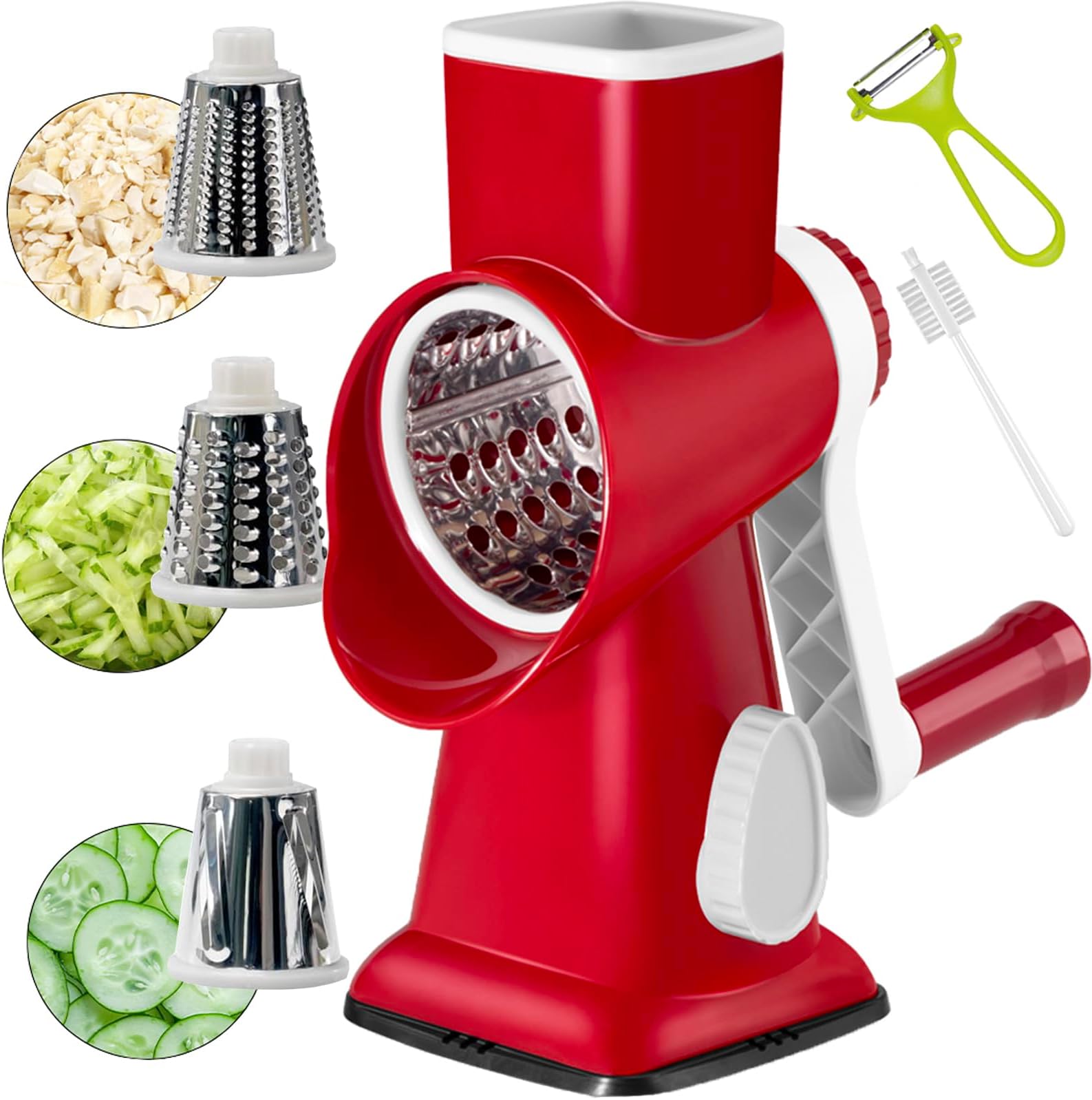 Amazon.com: Rotary Cheese Grater Shredder with Handle Handheld Round ...