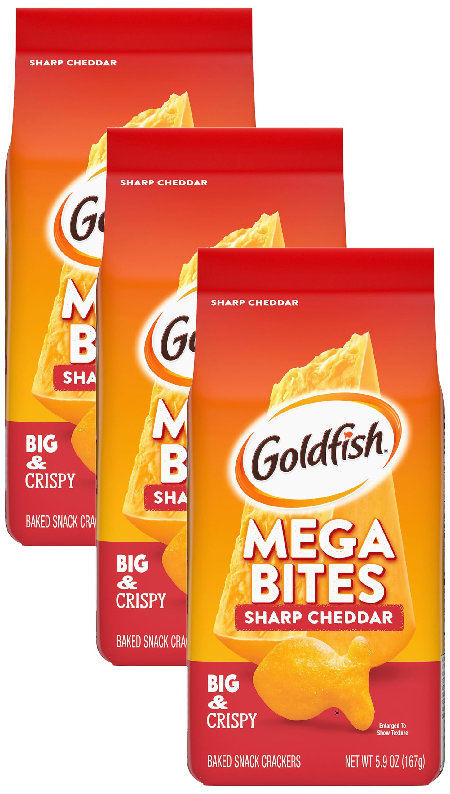 Amazon.com: Goldfish Mega Bites, Sharp Cheddar Crackers, 5.9 Oz Bag ...