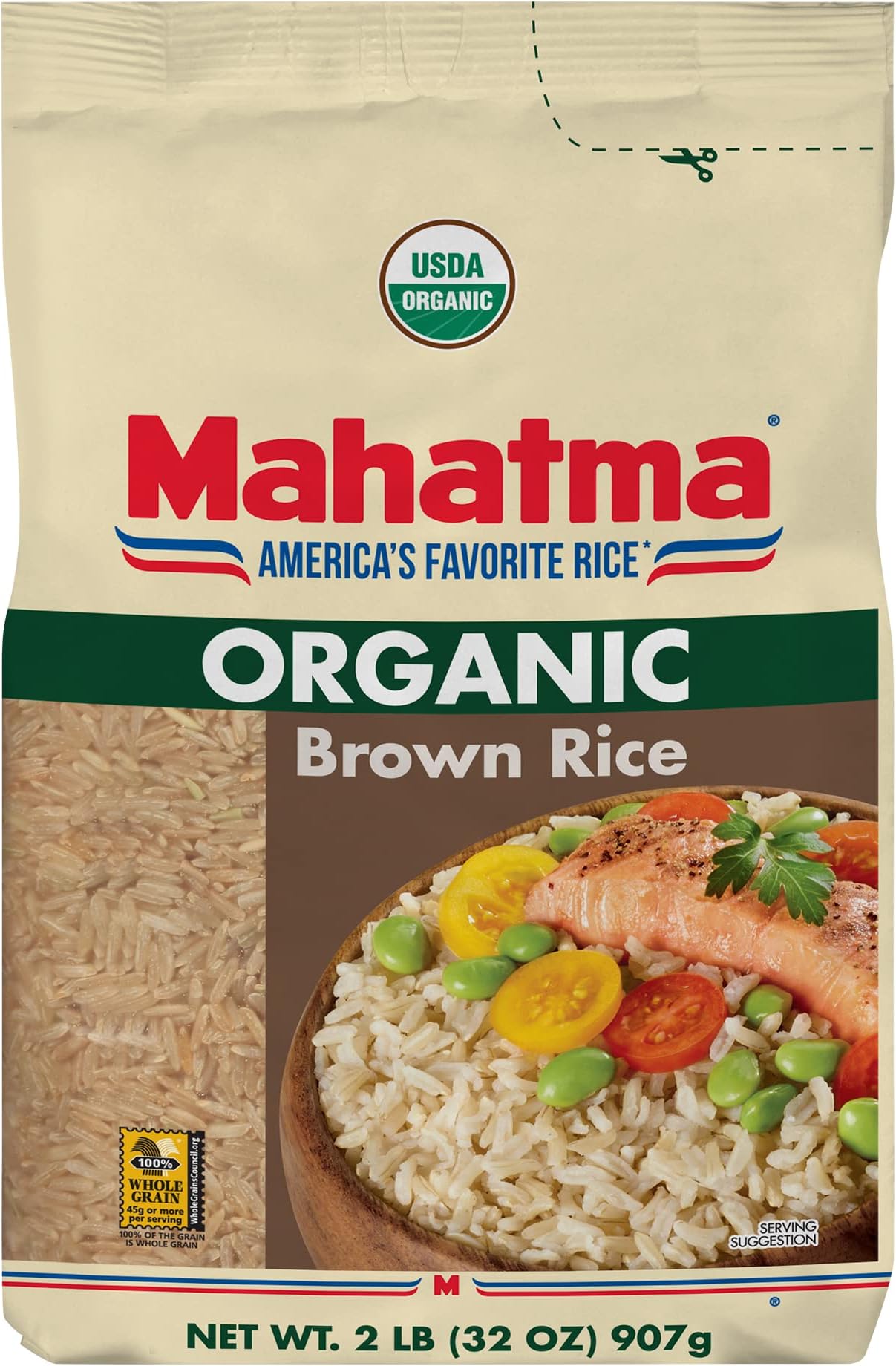 Amazon.com : Mahatma Organic Brown Rice, 2-Pound Bag of Rice, Microwave ...