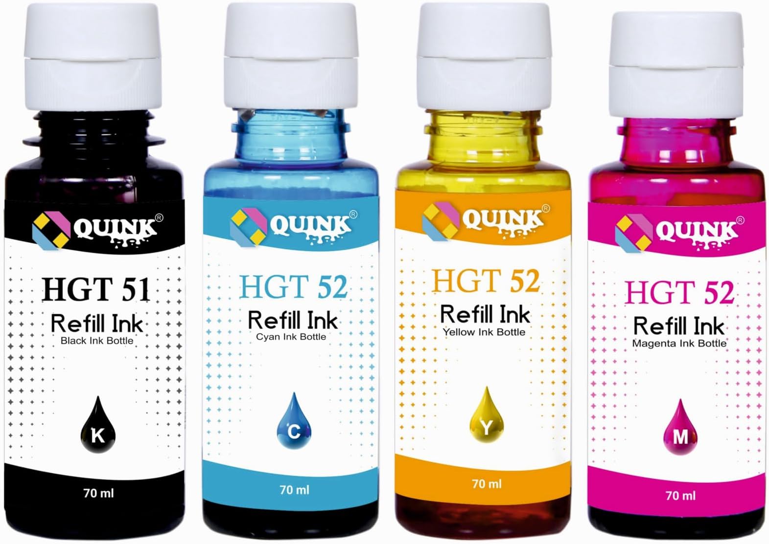 QUINK Compatible Inkjet Refill Ink for HP Ink Tank GT51 GT52 Series ...