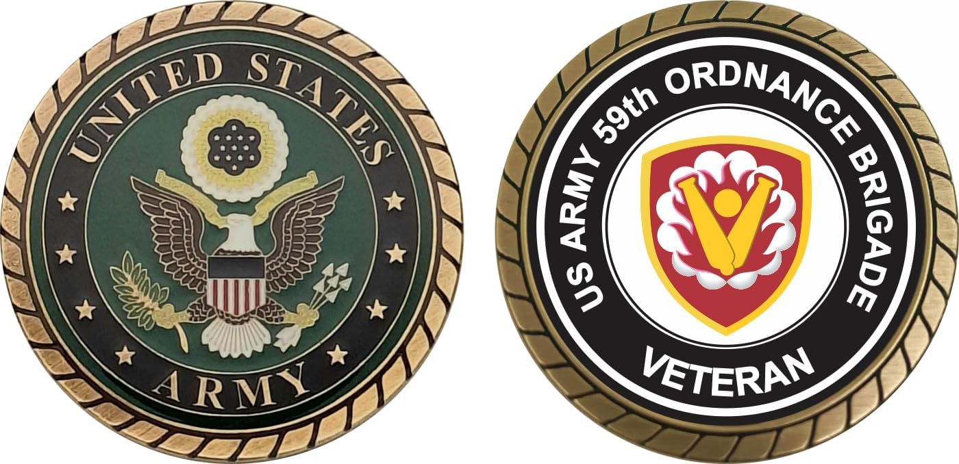 Amazon.com: U.S. Army 59th Ordnance Brigade Veteran Challenge Coin ...