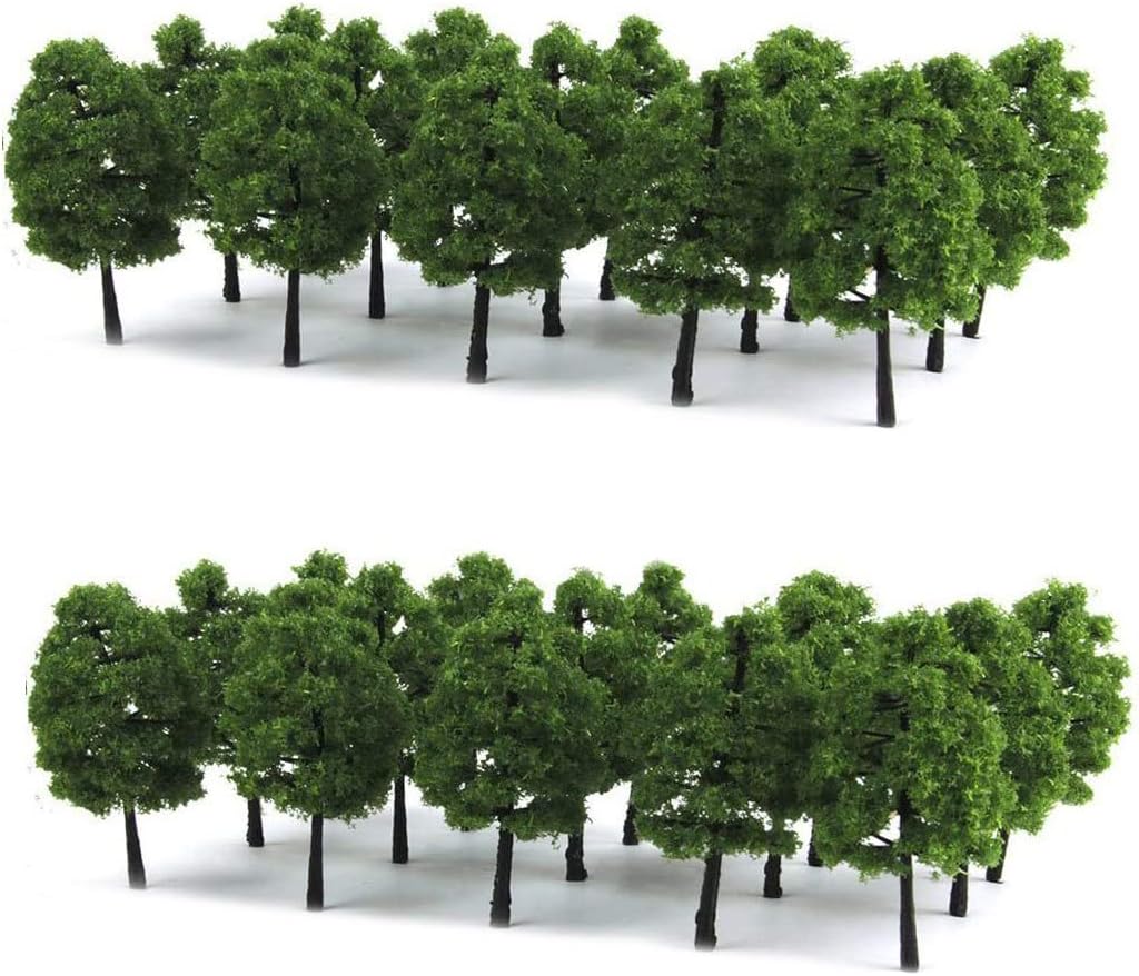 Buy HO Scale Trees, Mystear 50PCS HO OO Scale 1:100 Model Trees 1.4in/3 ...