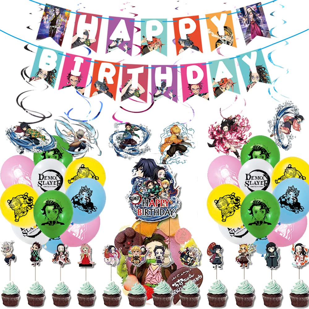 Buy GOTOFUN Demon Slayer Birthday Party Decorations, Demon Slayer ...