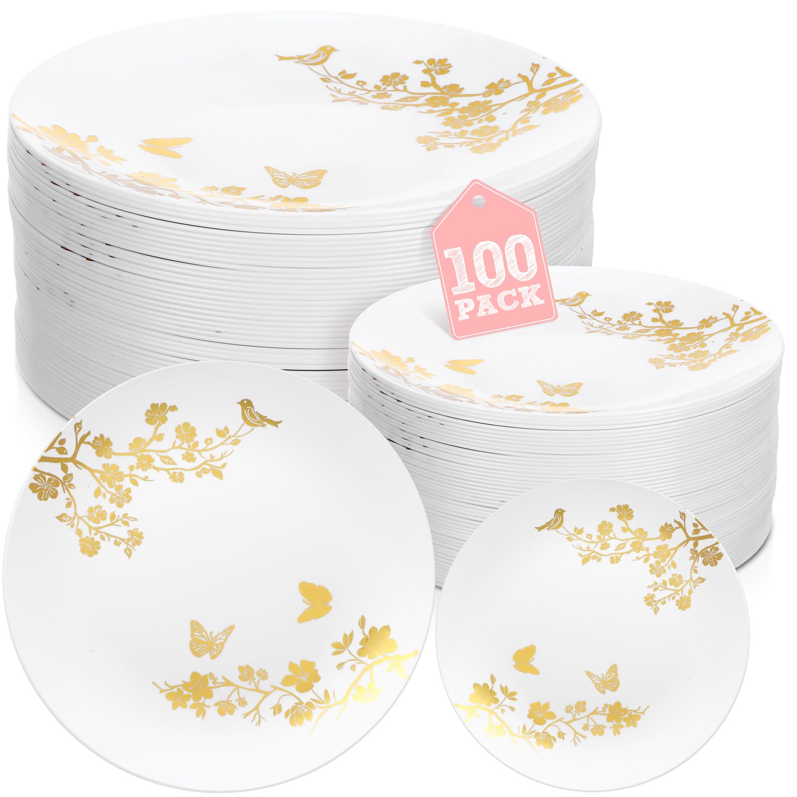 Amazon.com: SiliFine 100 Pack Disposable Plastic Plates for 50 Guests ...