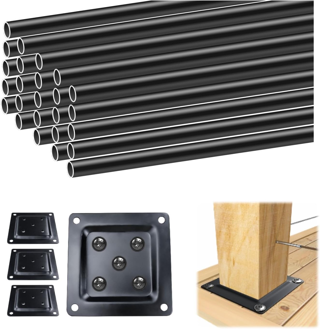 Muzata 4Pcs Wood Post Foot Base Plate Support WT08 Bundle with Muzata ...