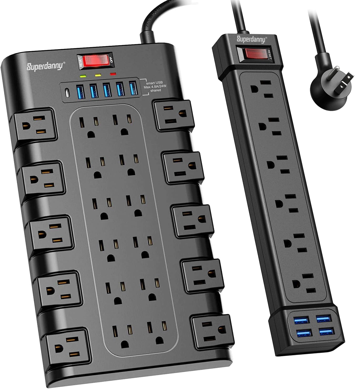 Amazon.com: Power Strip with USB, SUPERDANNY Surge Protector with 22 AC ...