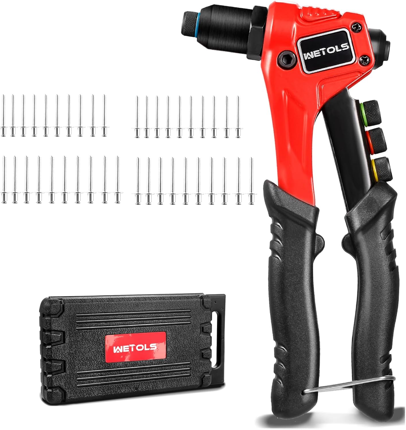 Amazon.com: WETOLS Rivet Gun Hand Rivet Tool with 200 Rivets Pop Rivet ...