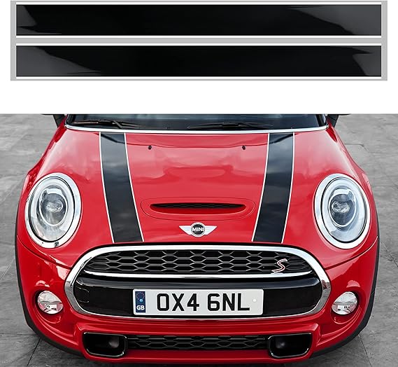 2PCS Bonnet Stickers Racing Stripes Compatible with Mini Cooper R56 R55 ...