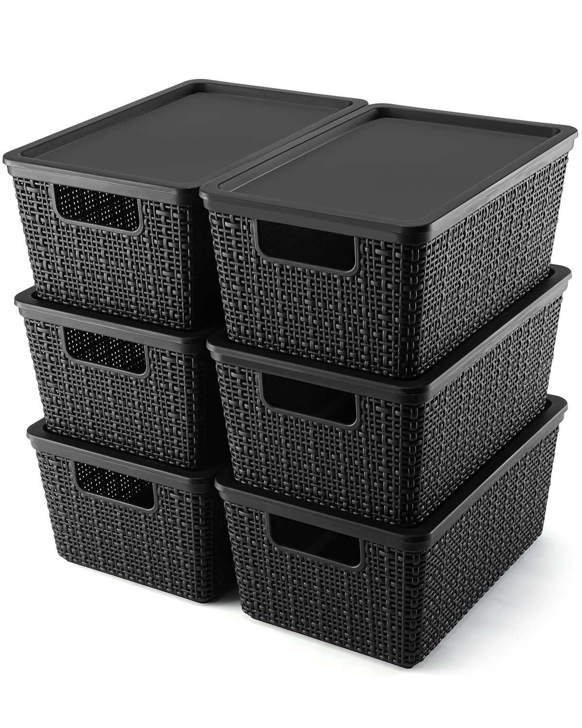 EOENVIVS Set of 6 Plastic Storage Bins with Lids, Small Household ...