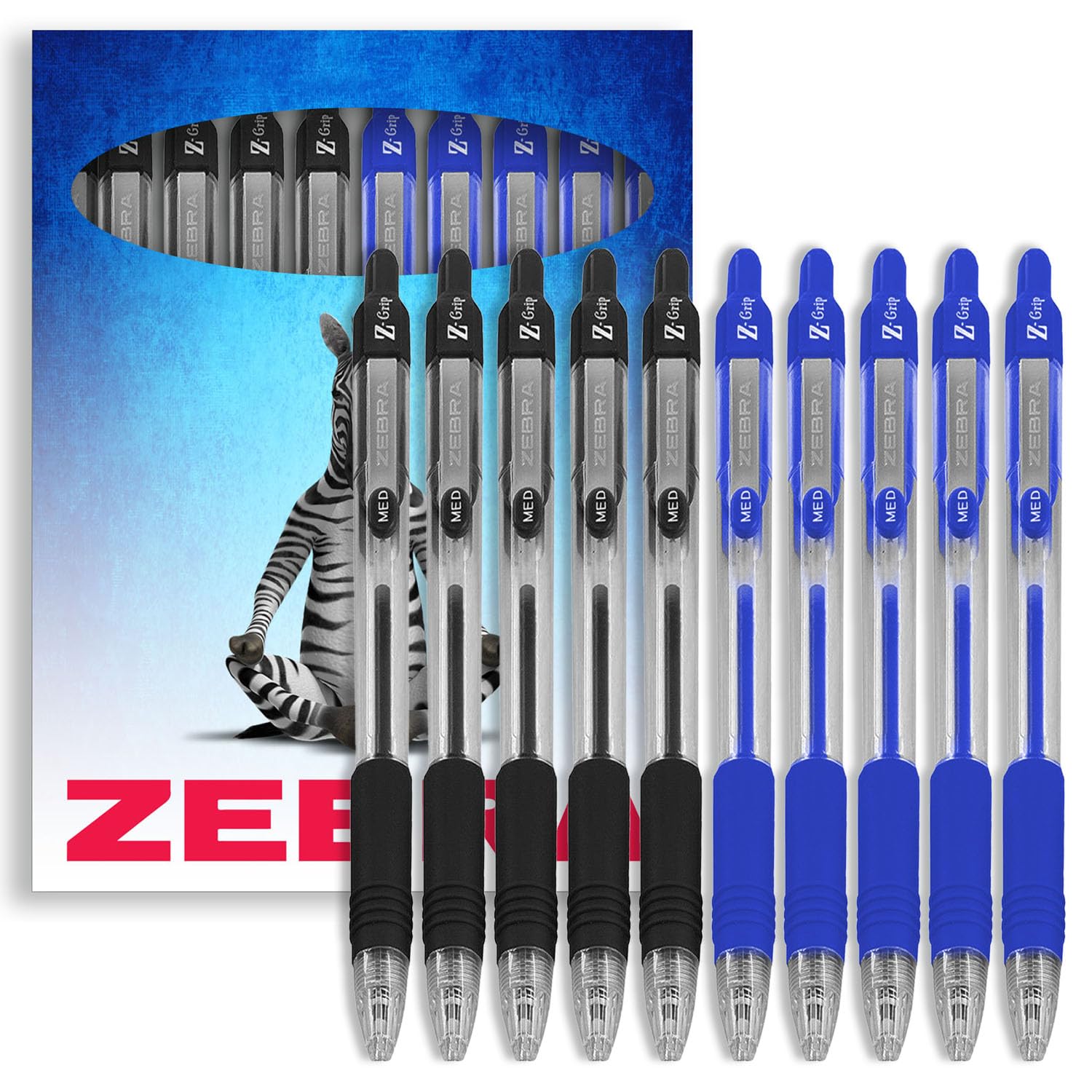 Zebra Z-Grip Retractable Ballpoint Pen - 0.7mm Nib - Black & Blue Ink ...