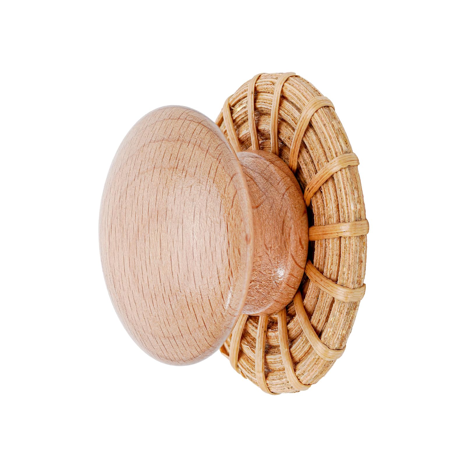 Handwoven Rattan Dresser Knobs 10 Pack - Boho Style Beech Wood Pulls ...
