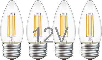 TOKCON 12 Volt Low Voltage LED Candelabra Light Bulbs - Soft Warm White ...