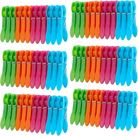 LIOUCBD 72Pcs Colored Plastic Clothespins, Colorful Clothes Pins Heavy ...
