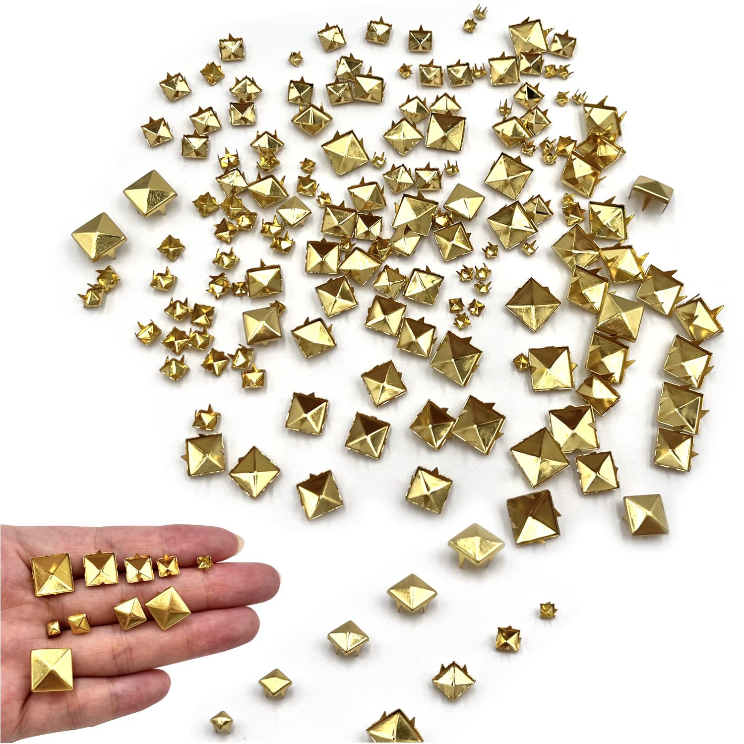 Amazon.com: Honigo Gold 150pcs Square Pyramid Studs Metal Studs Spikes ...