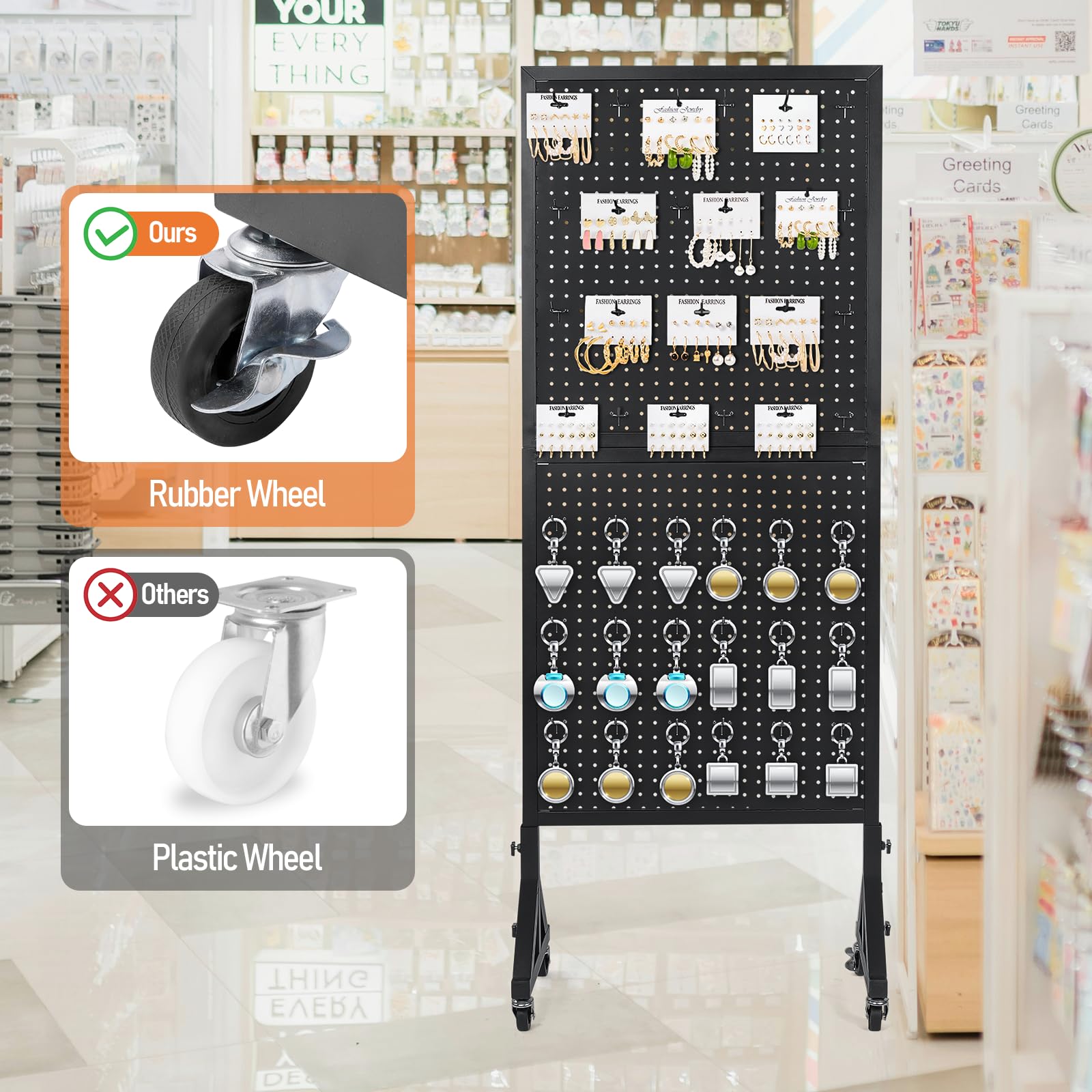 Snapklik.com : Uyoyous Pegboard Display Metal Pegboard Panels Rolling Pegboard Display 23.62" X ...