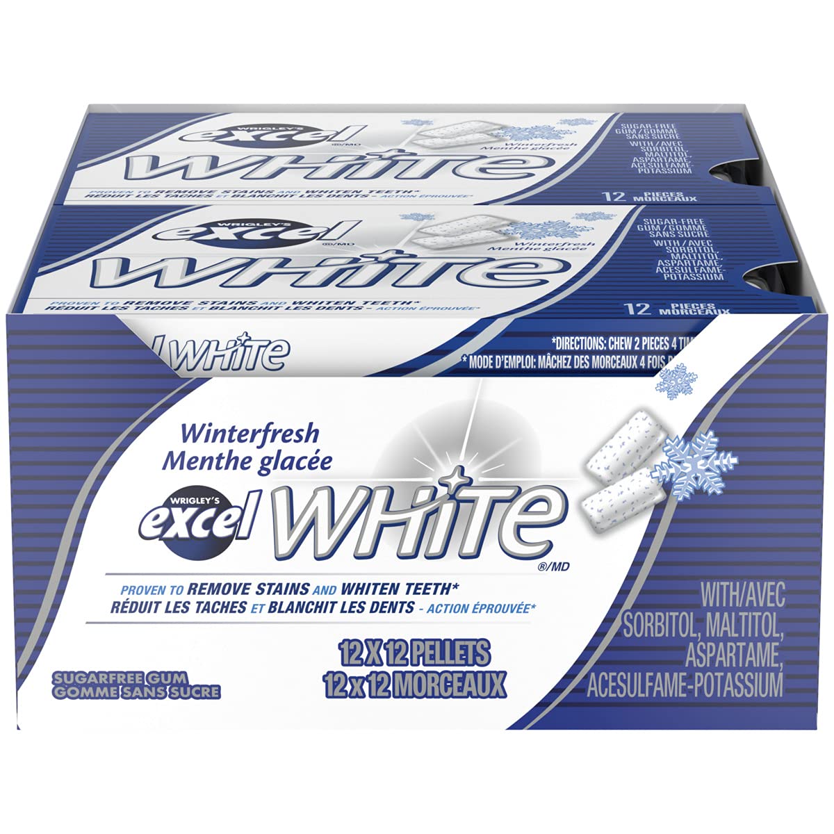 Amazon.com : Excel White Sugar-Free Gum, Winterfresh, 12 Count ...