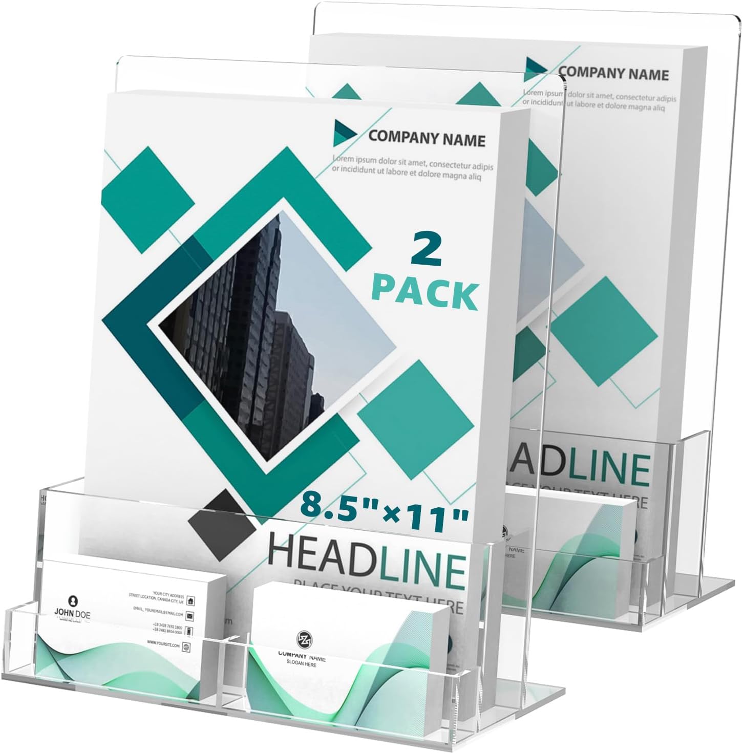 Amazon.com: 8.5x11 Acrylic Sign Holder with 2 Business Card Holder, 3 ...