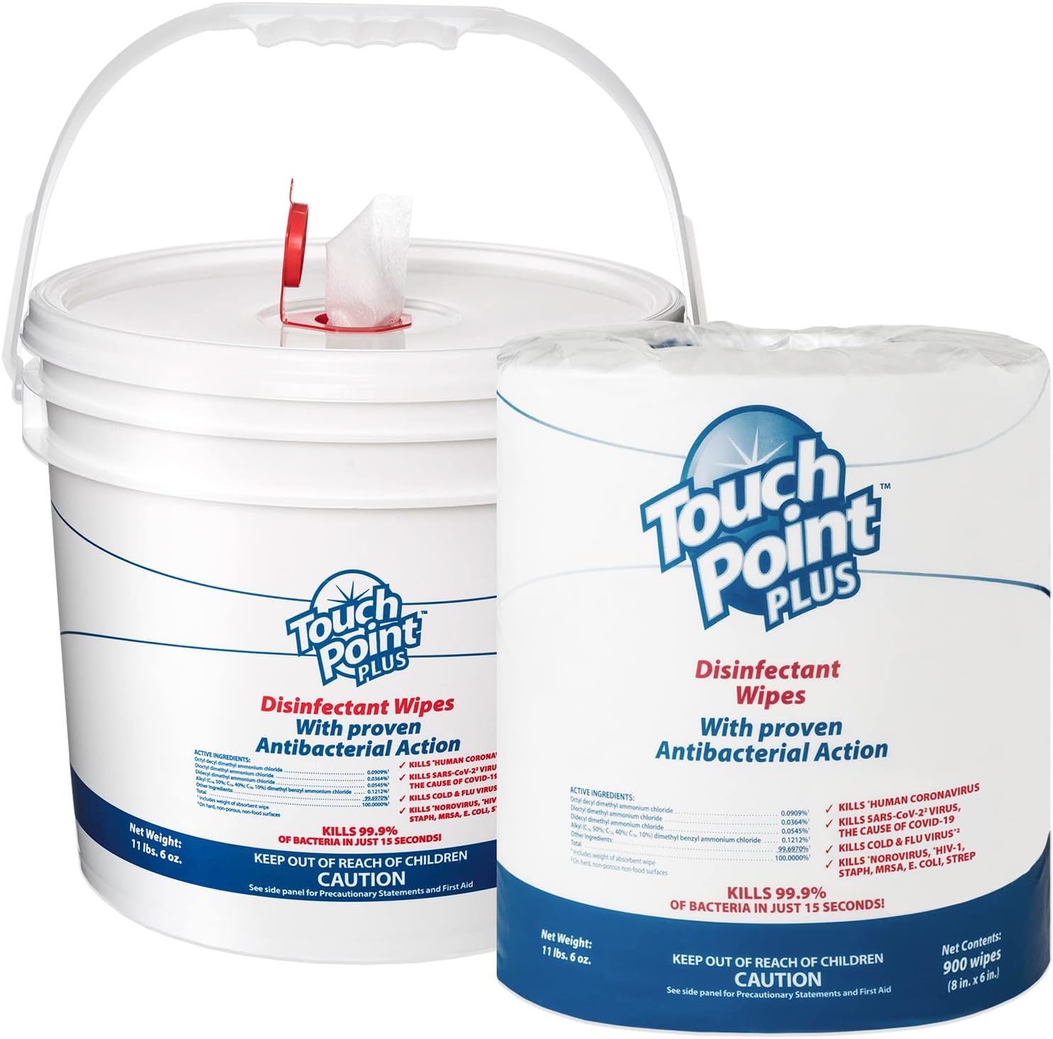 Amazon.com: Touch Point Plus Disinfectant Wipes Roll - 900 8”x6” Wipes ...