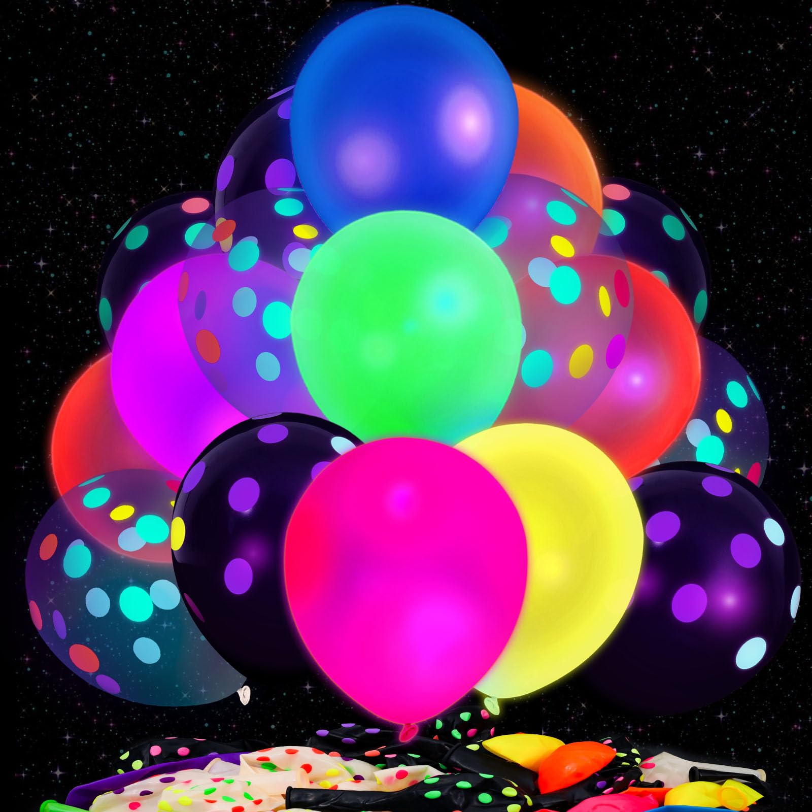 Amazon.com: MCPINKY 66PCS UV Neon Balloons, 12" Glow in the Dark ...
