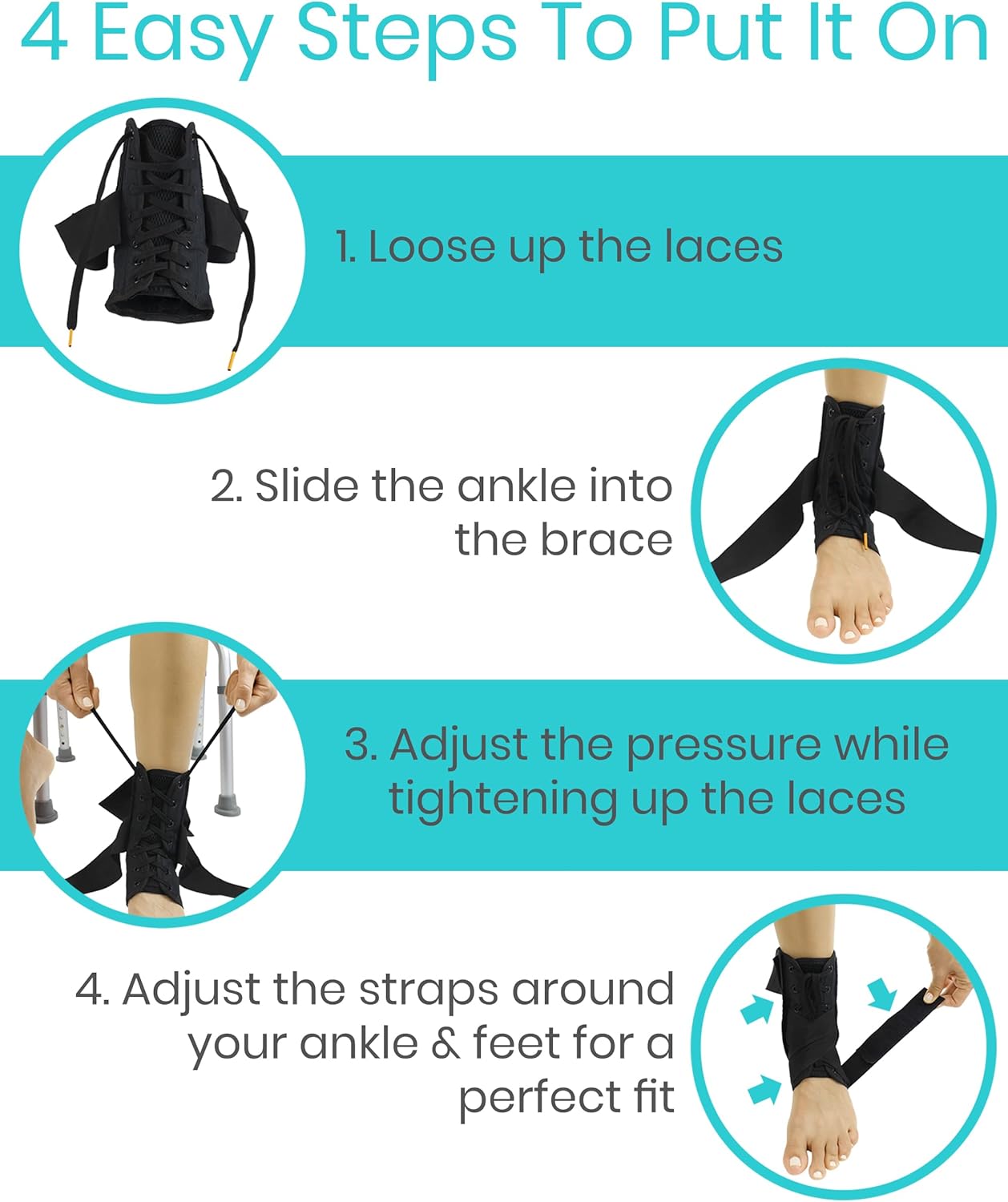 Vive Laced Ankle Brace – Lace Up Foot Support Stabilizer Compression ...