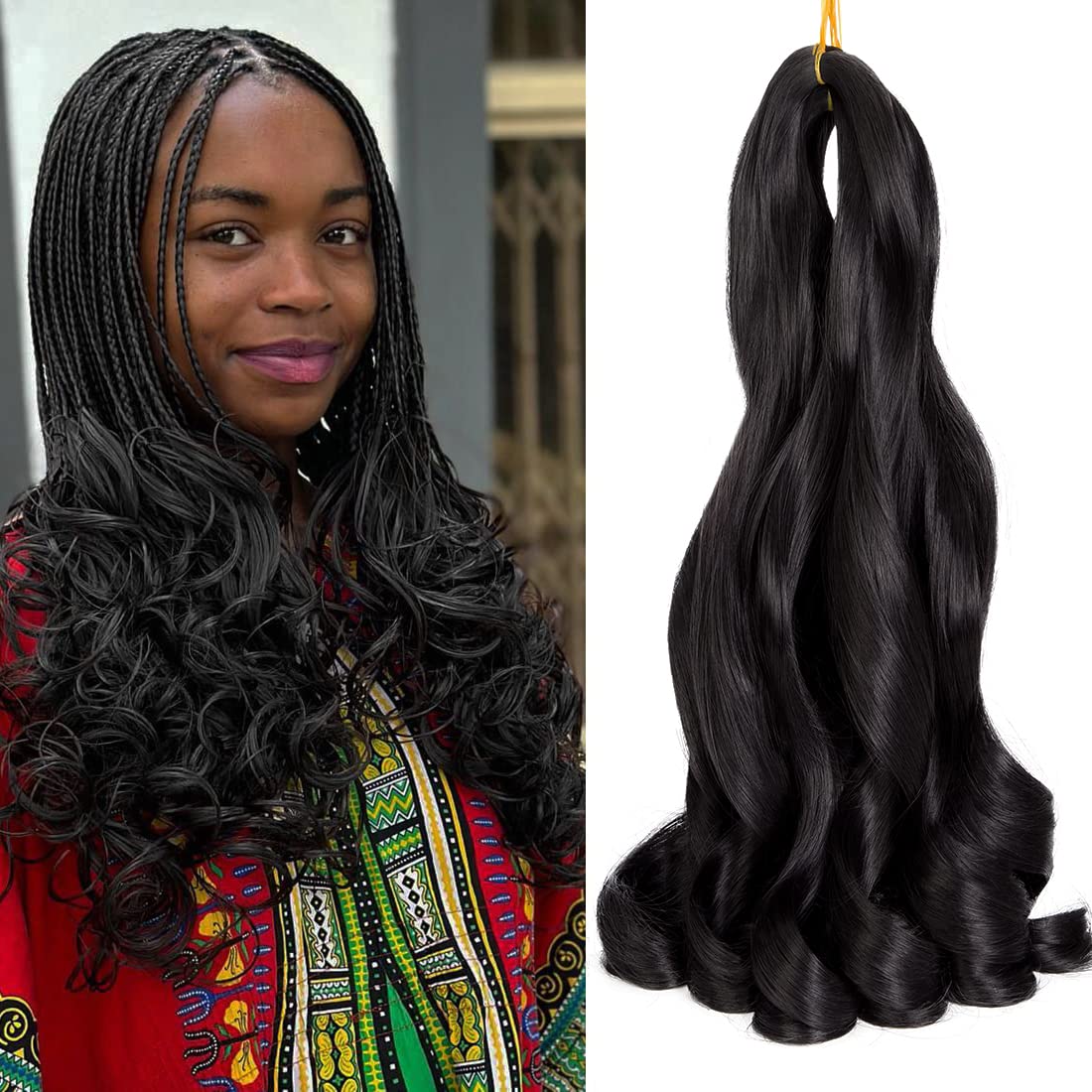 Amazon.com : LDHAIRLD French Curly Braiding Hair 20 inch Loose Wavy 7 ...