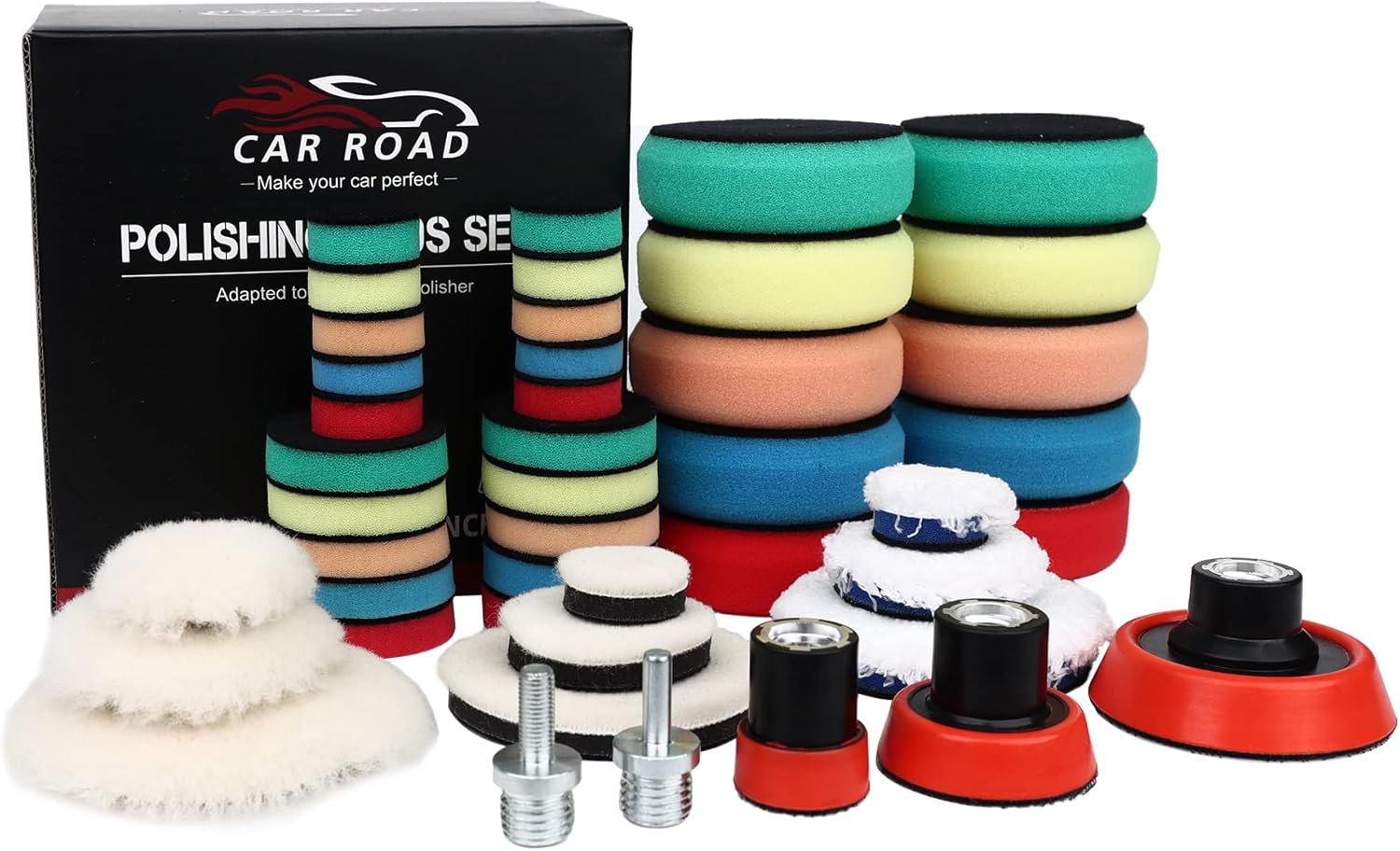 CARROAD 44pcs Drill Buffing Pad Detail Polishing Pad Mix Size Car ...