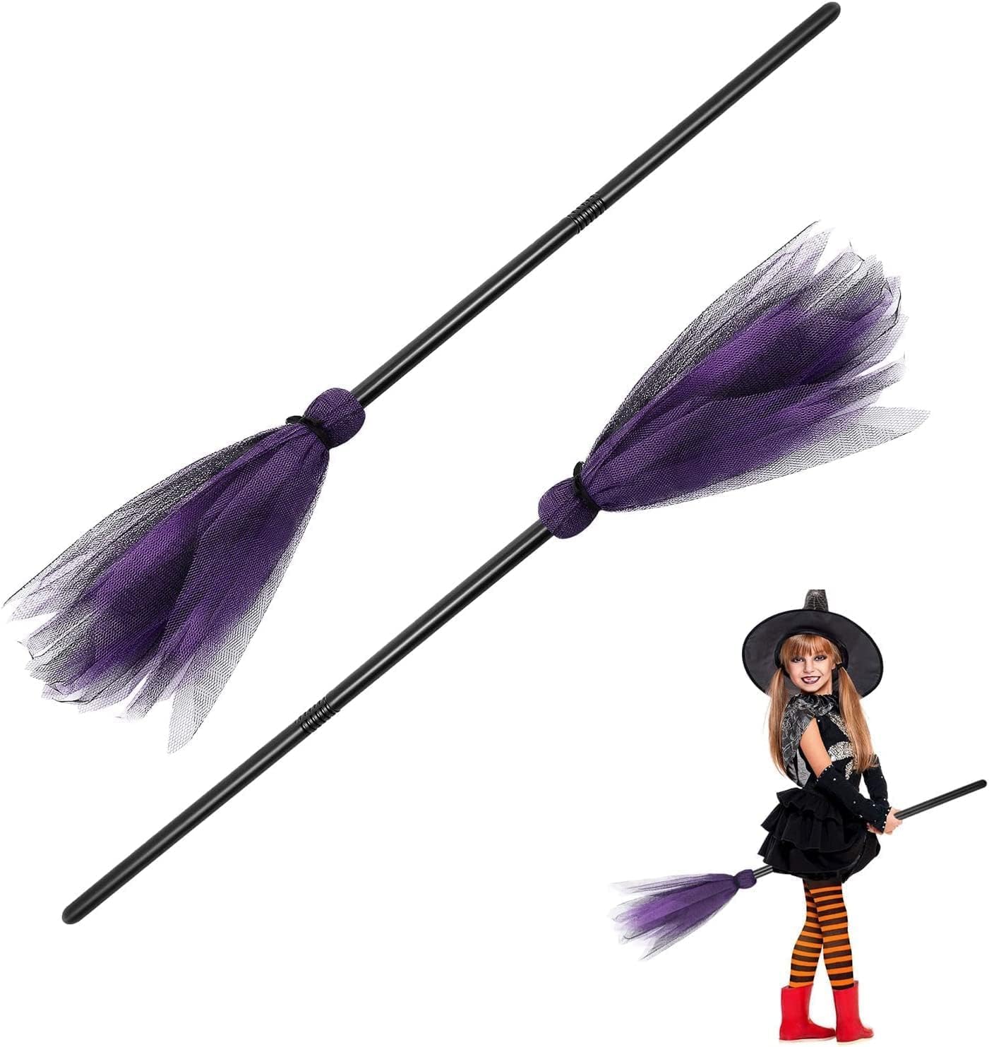 2pcs Halloween Witches Broom Plastic Witch Broomstick Kids Broom ...
