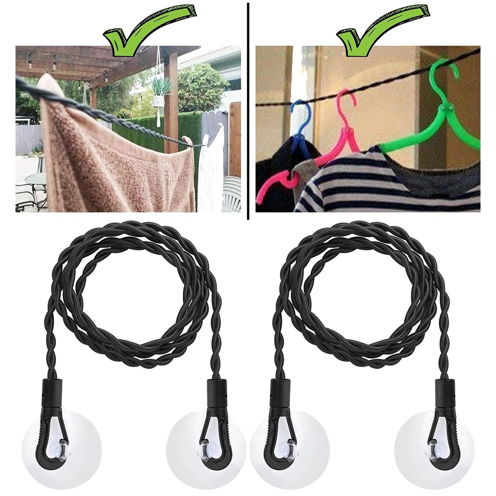2 Pcs Travel Washing Line, Travel Clothes Line, Camping Clothes Line ...