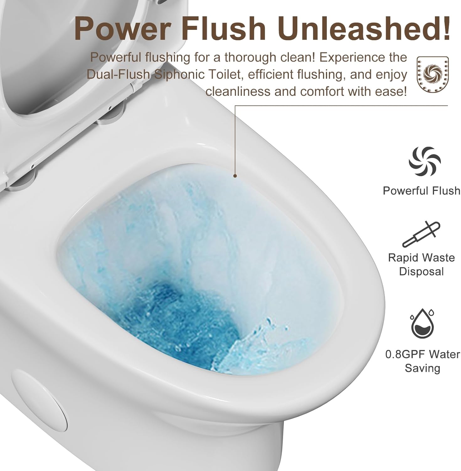 Sistema de inodoro de doble descarga alargado de una pieza de 16.1 ...