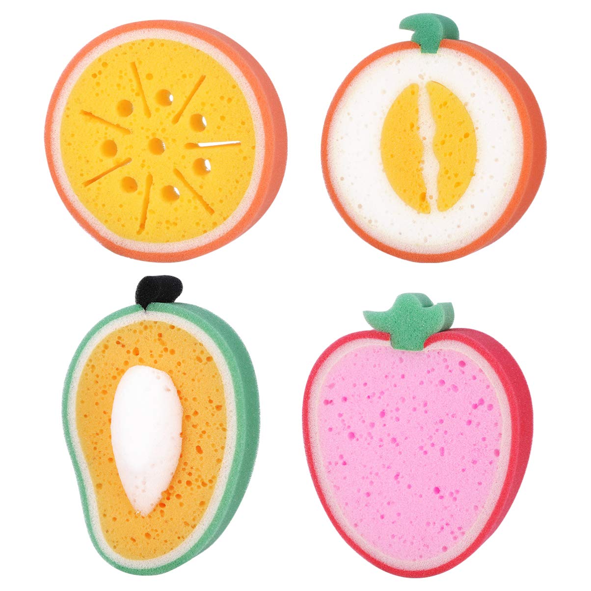 Baby Bath Shower Sponge, Set of 4 Fun Assorted Fruit Ultra Soft Bath ...