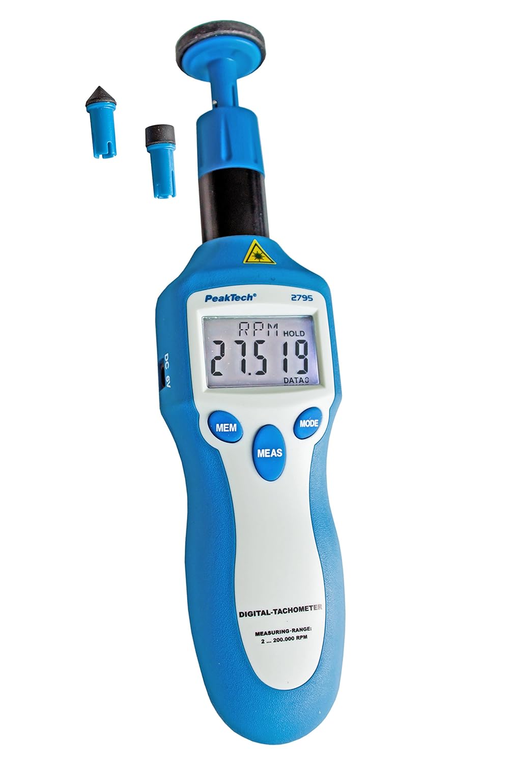 PeakTech 2795 - Tachometer Photo-Contact Type with Laser, 5-Digit LCD ...