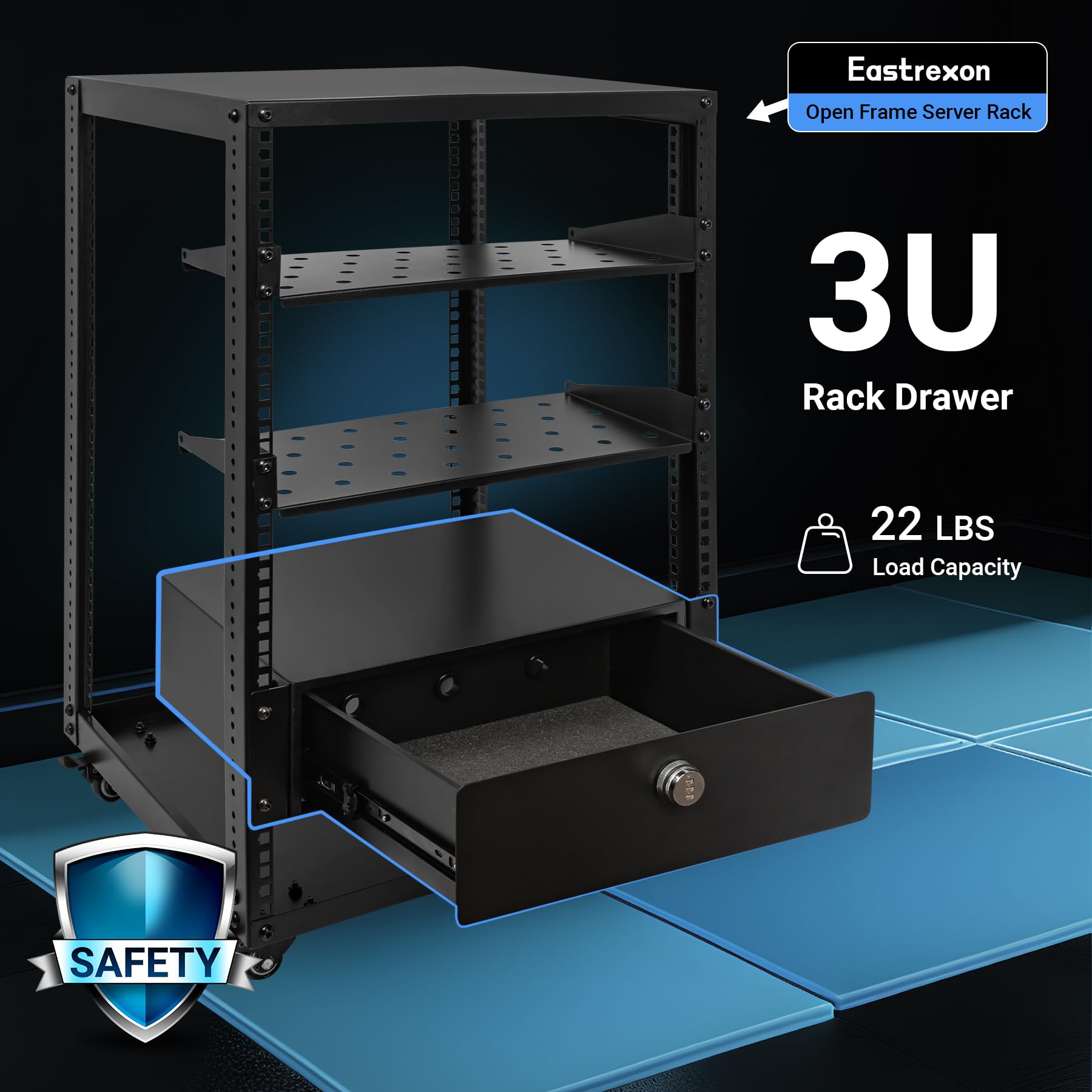 Snapklik.com : 3U Rack Mount Drawer, Server Rack Drawer w/Combination ...
