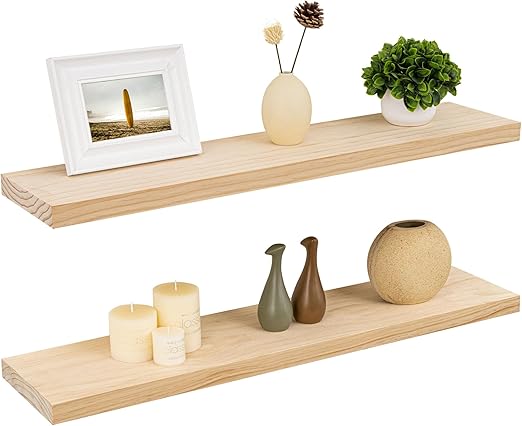 Amazon.com: Floating Shelves 36 Inches Long - Rustic Solid Pine Wood ...