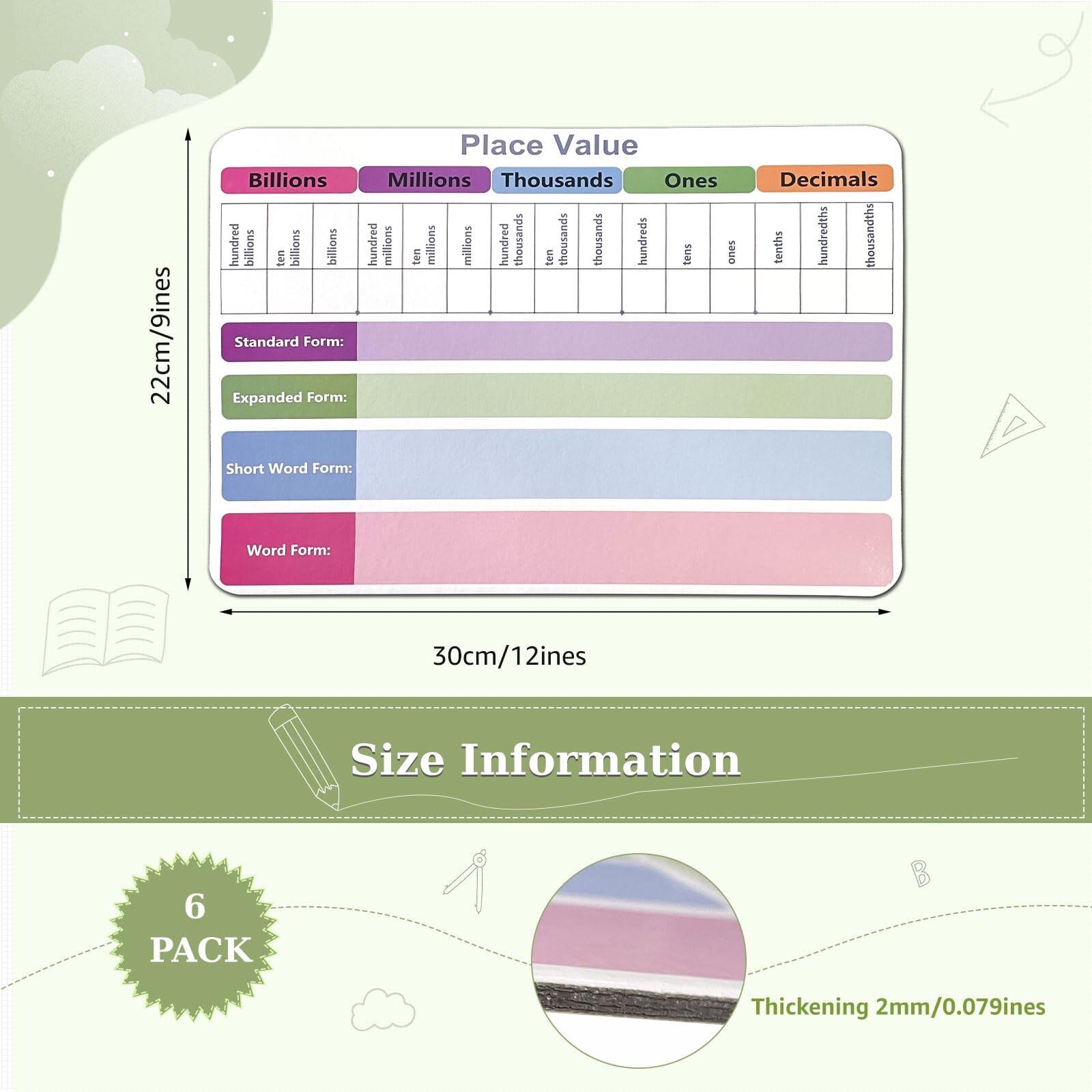 Snapklik.com : 24 Set Place Value WhiteBoard, 9" X 12" Double Sided Dry ...